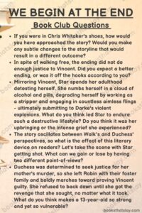 14 We Begin At The End Book Club Questions