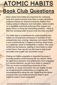 10 Atomic Habits Book Club Questions