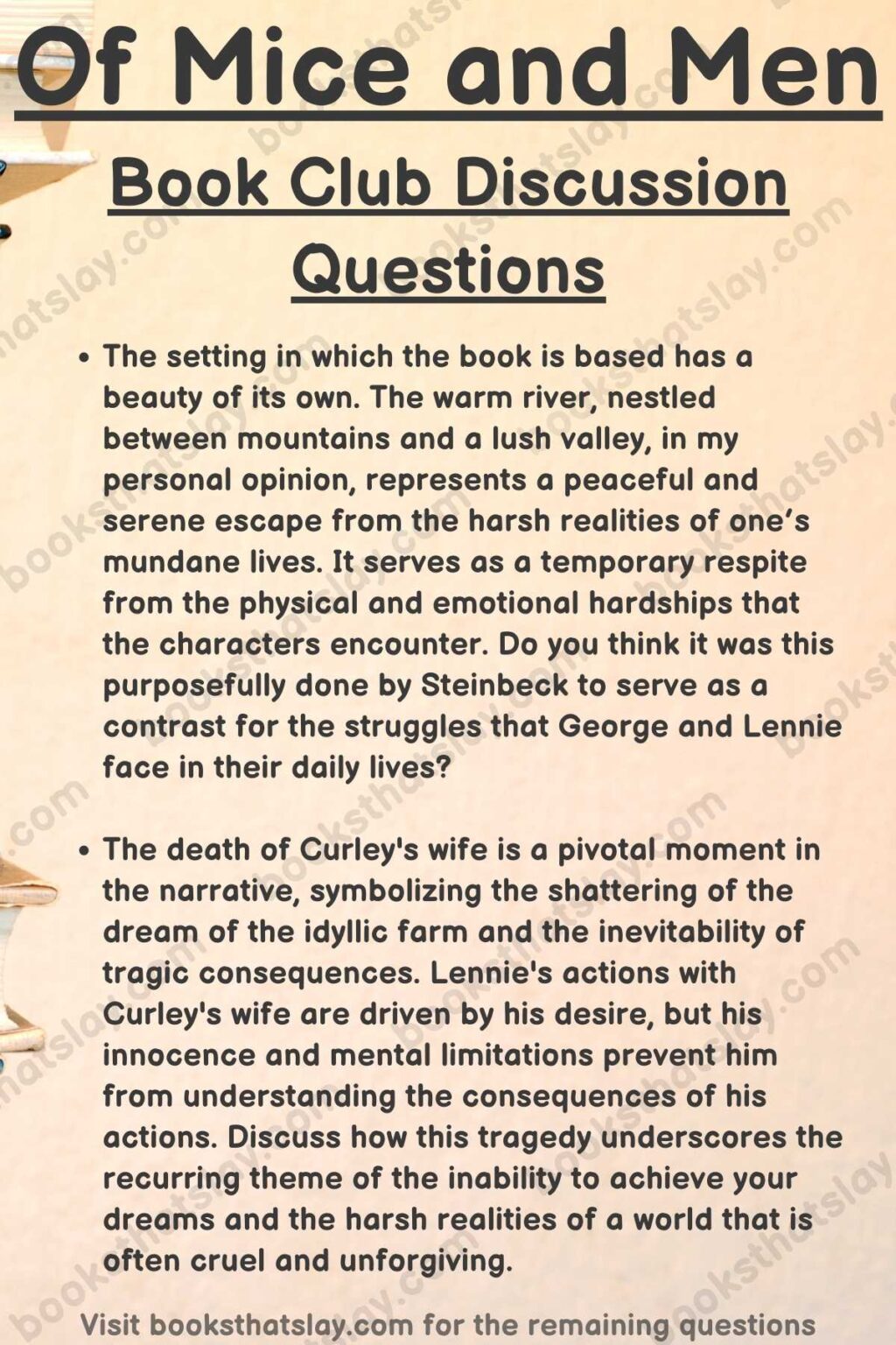 Of Mice and Men Book Club Questions for Discussion