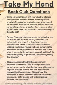 10 Take My Hand Book Club Questions For Discussion