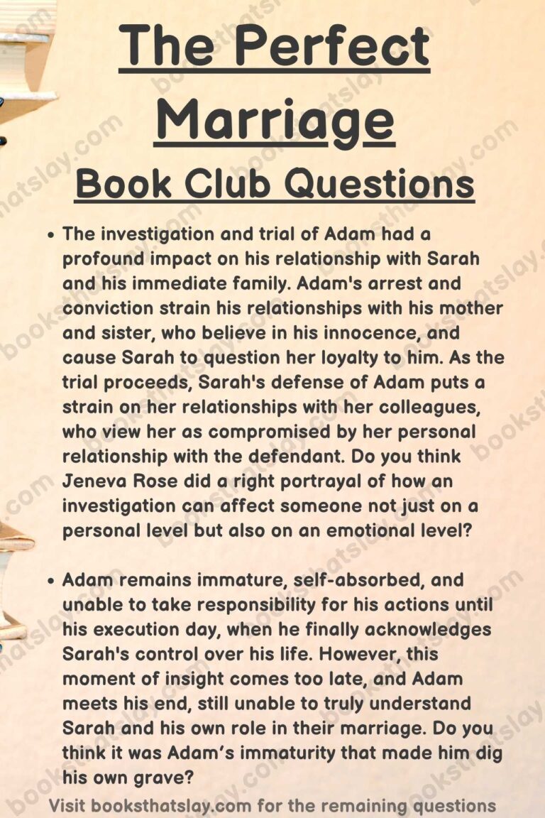 14 The Perfect Marriage Book Club Questions For Discussion