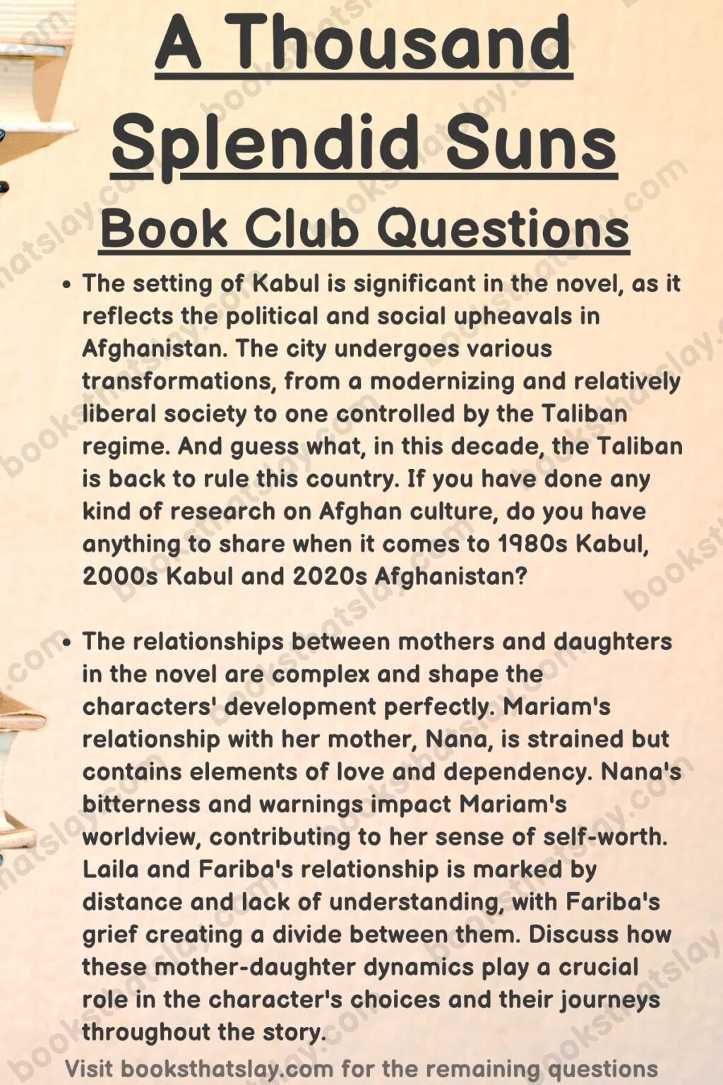 10 A Thousand Splendid Suns Discussion Questions