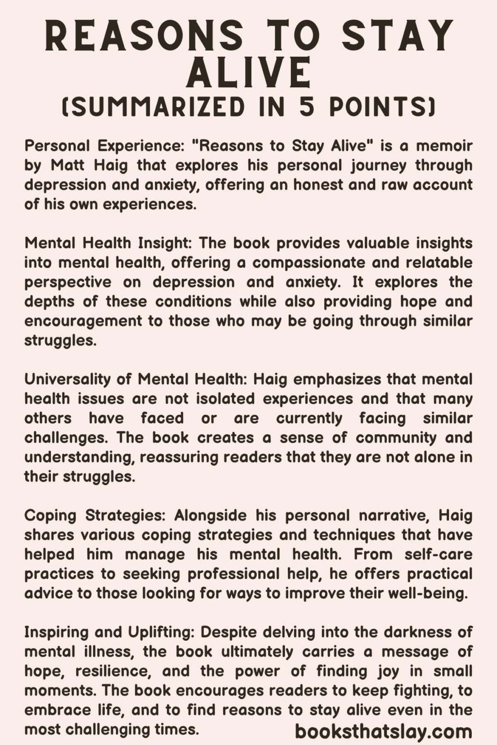 Reasons to Stay Alive Summary and Key Lessons