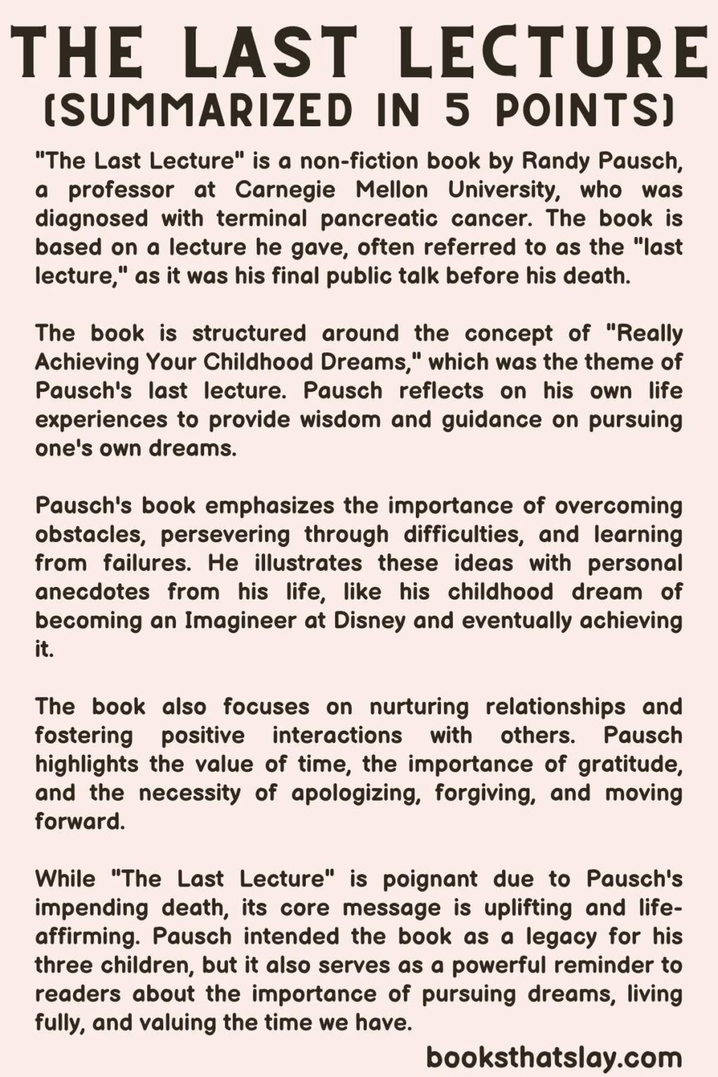 The Last Lecture by Randy Pausch | Book Summary