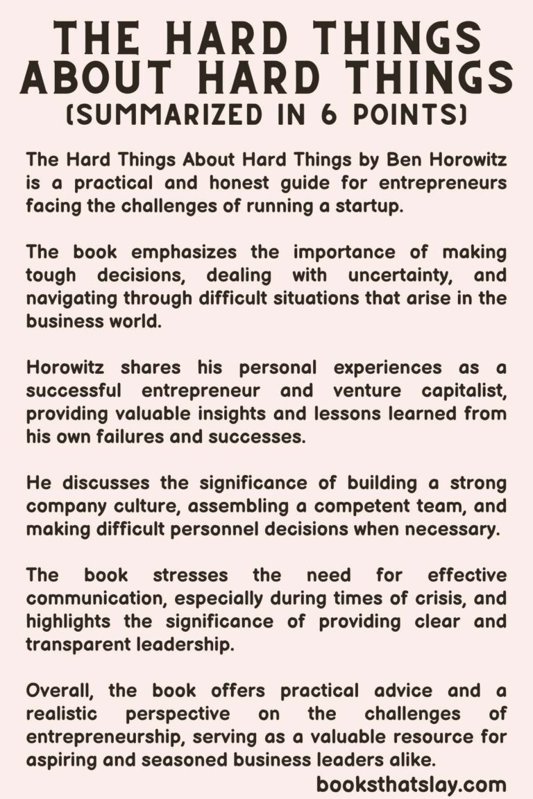 The Hard Things About Hard Things | Book Summary
