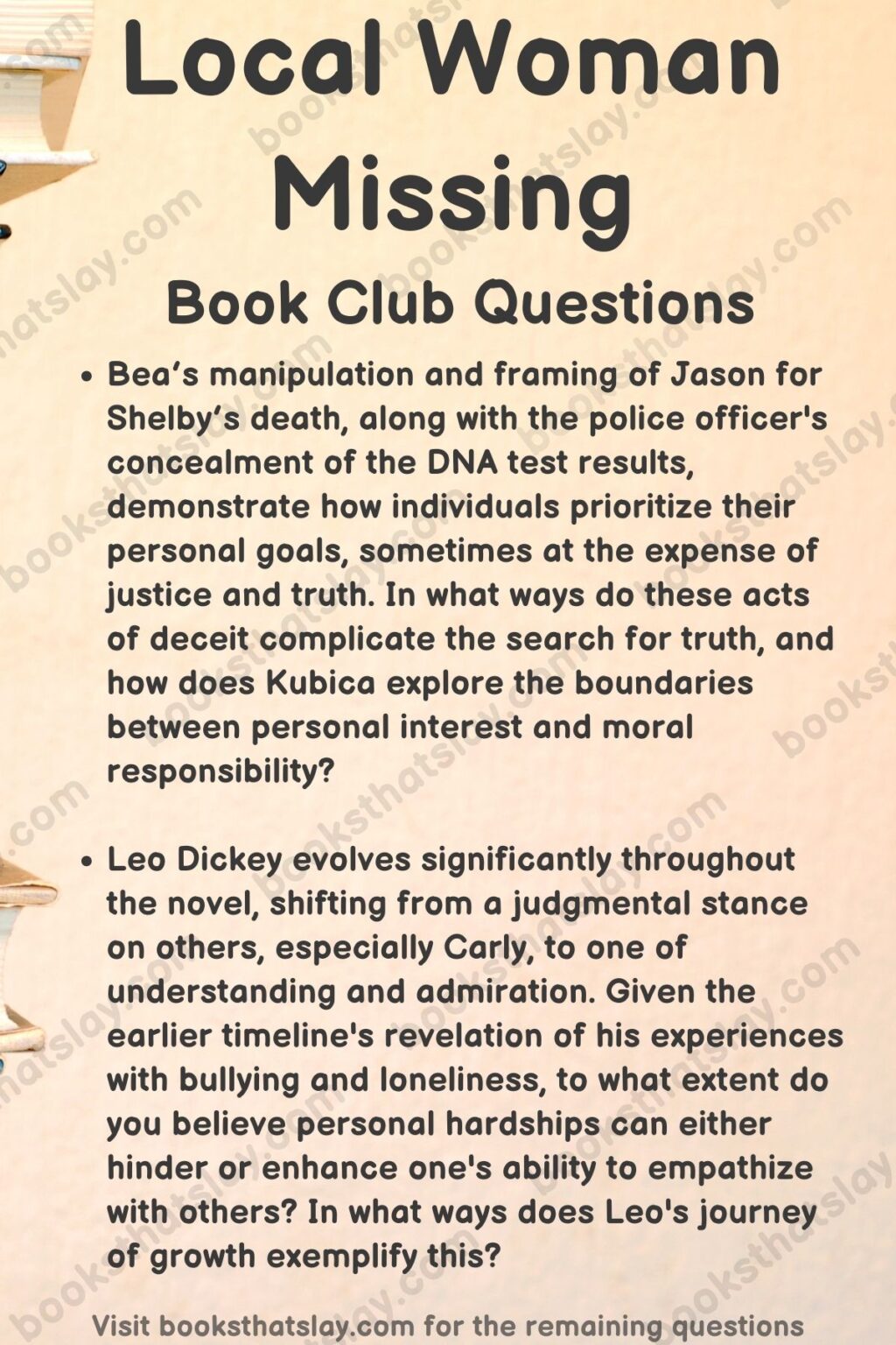 10 Local Woman Missing Book Club Questions for Discussion