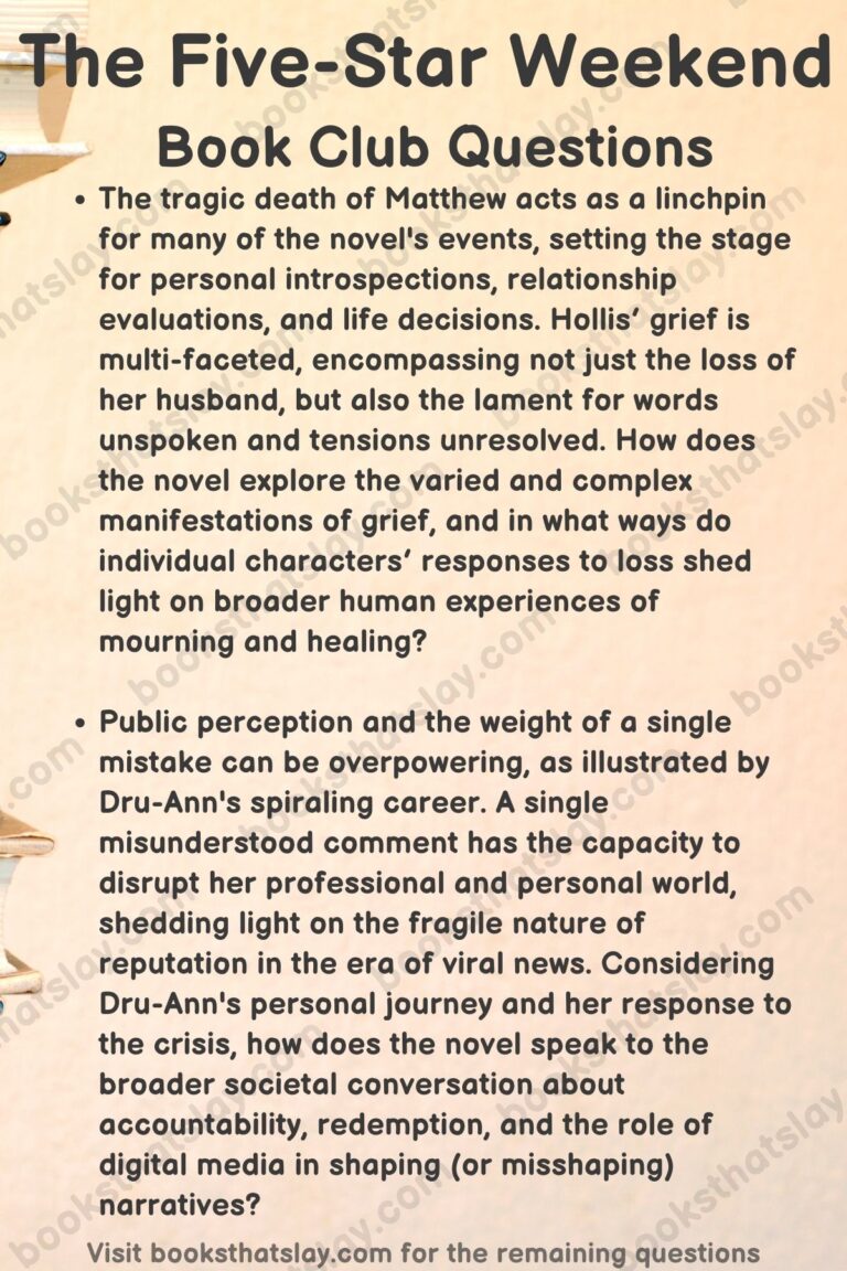 18 The Five-Star Weekend Book Club Questions for Discussion