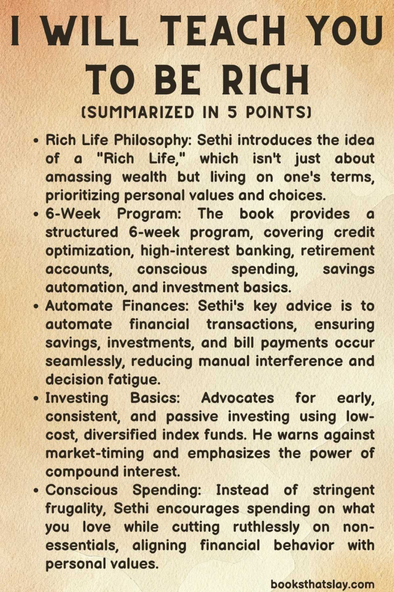 I Will Teach You To Be Rich Summary and Key Lessons