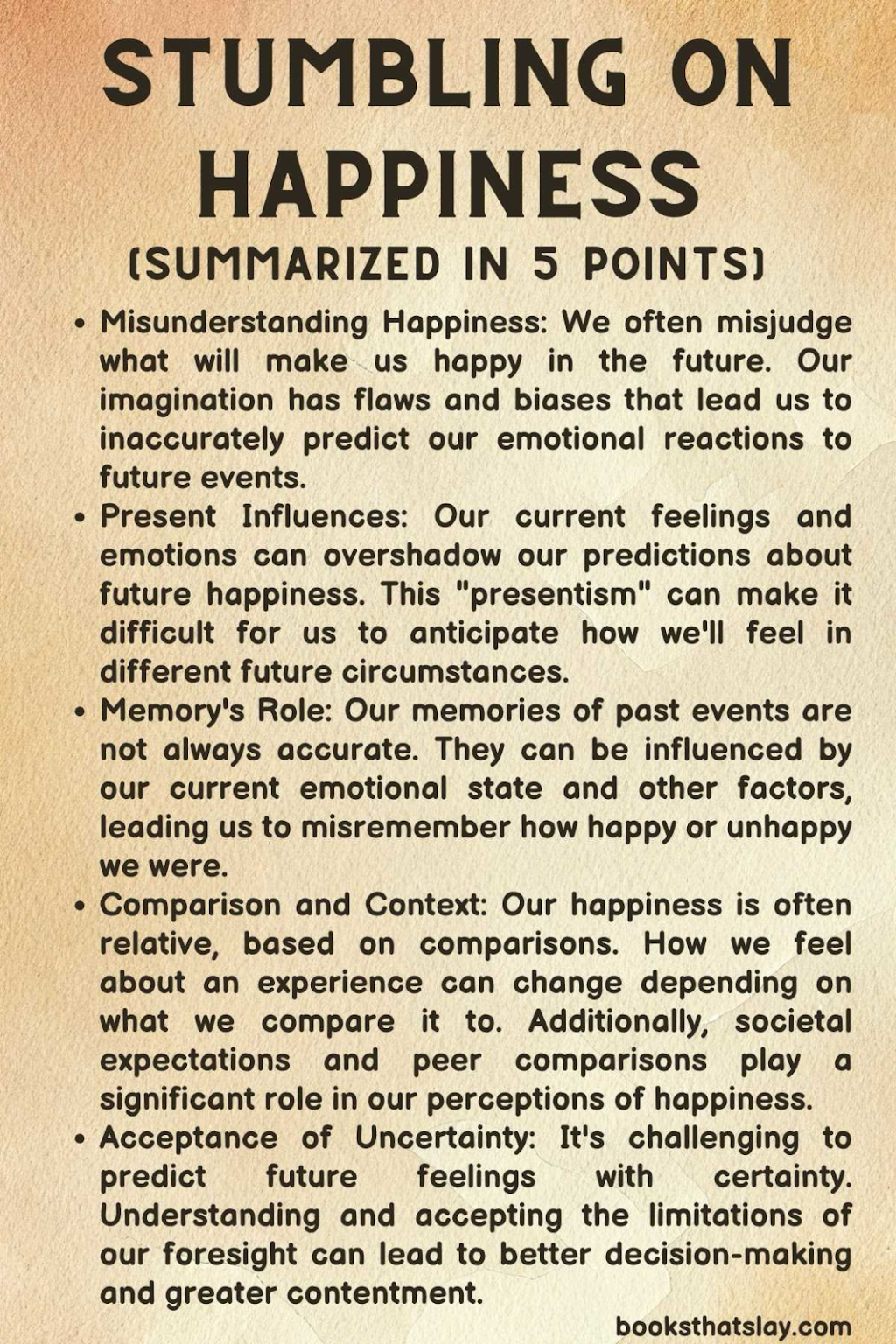 Stumbling On Happiness Summary and Key Lessons