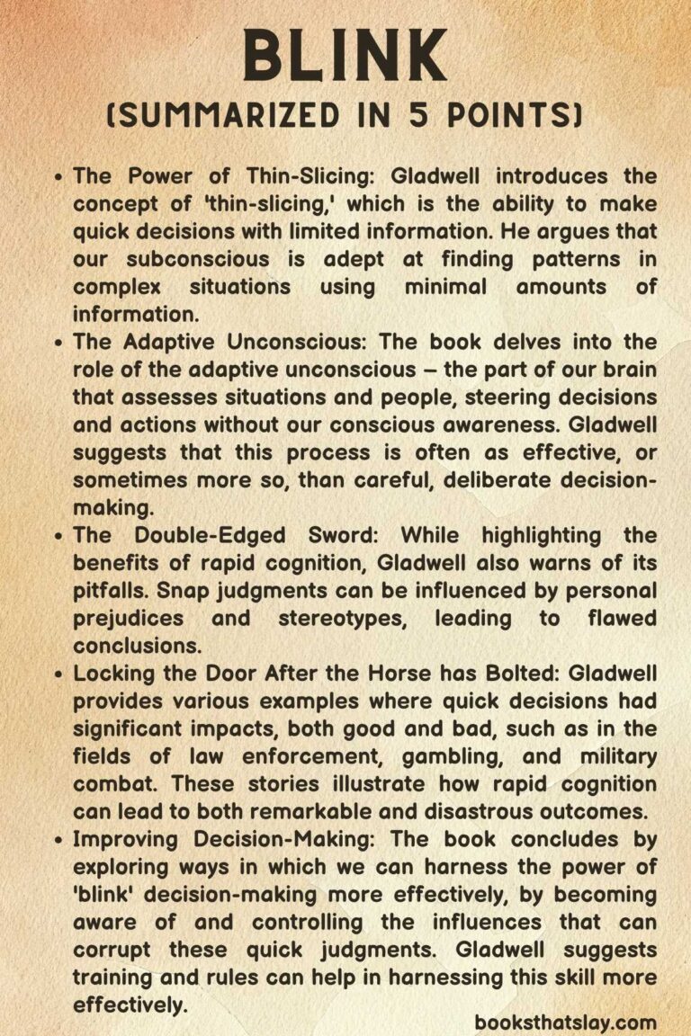 Blink by Malcolm Gladwell Summary and Key Lessons