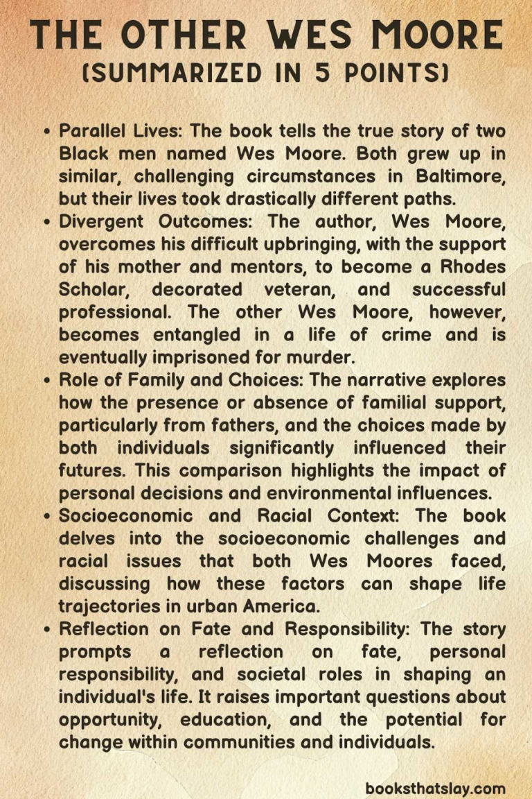 The Other Wes Moore Summary and Key Lessons