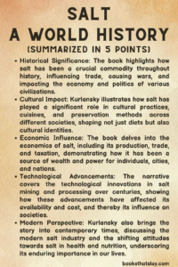 Salt: A World History Summary and Key Lessons