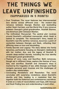 The Things We Leave Unfinished Summary, Characters and Themes