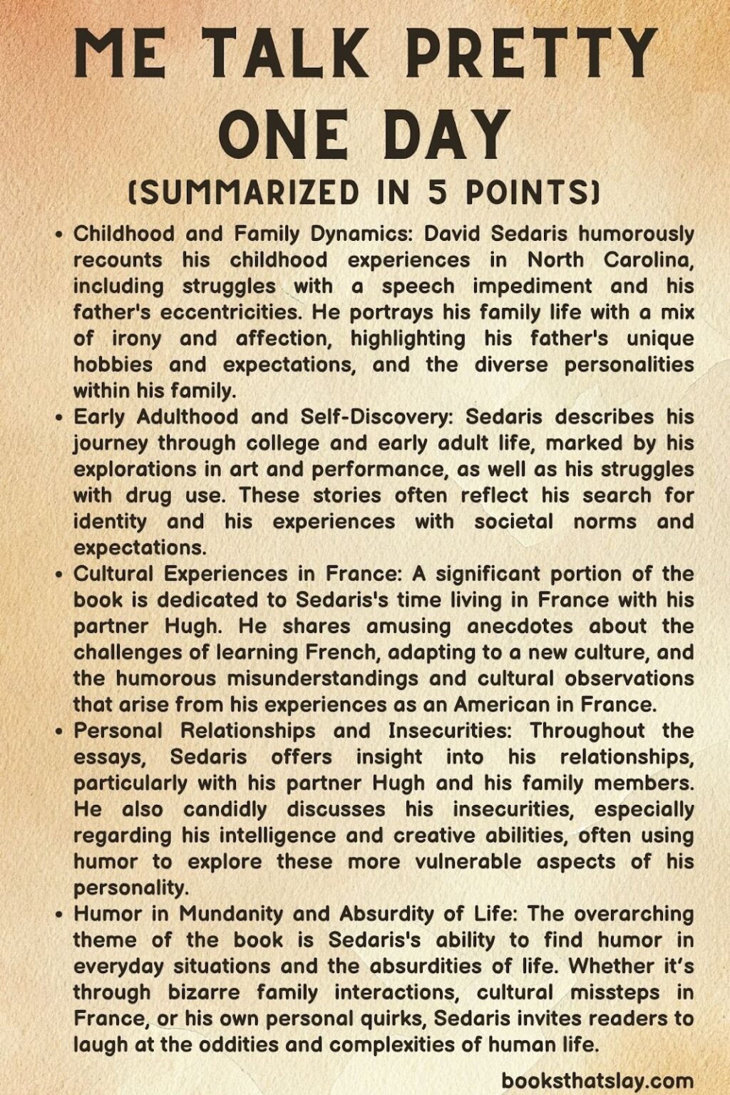 Me Talk Pretty One Day Summary and Key Themes