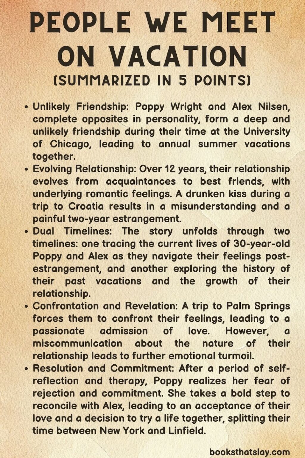 People We Meet on Vacation Summary, Characters and Themes