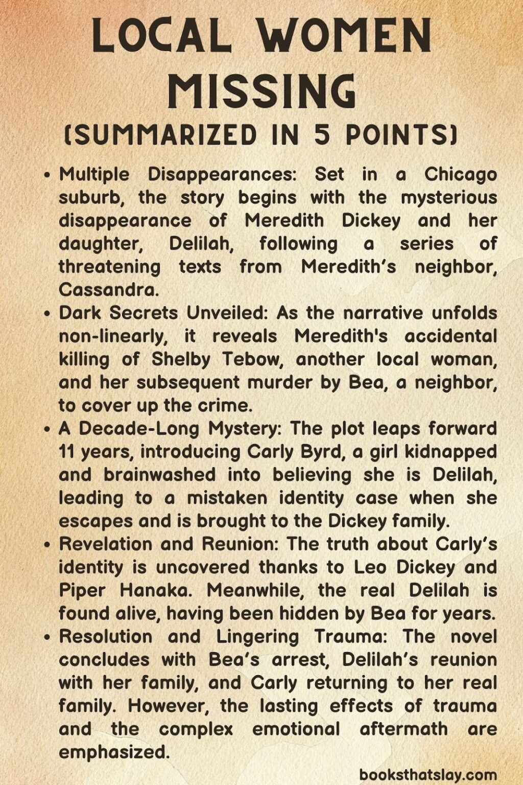 Local Woman Missing Summary, Characters and Themes