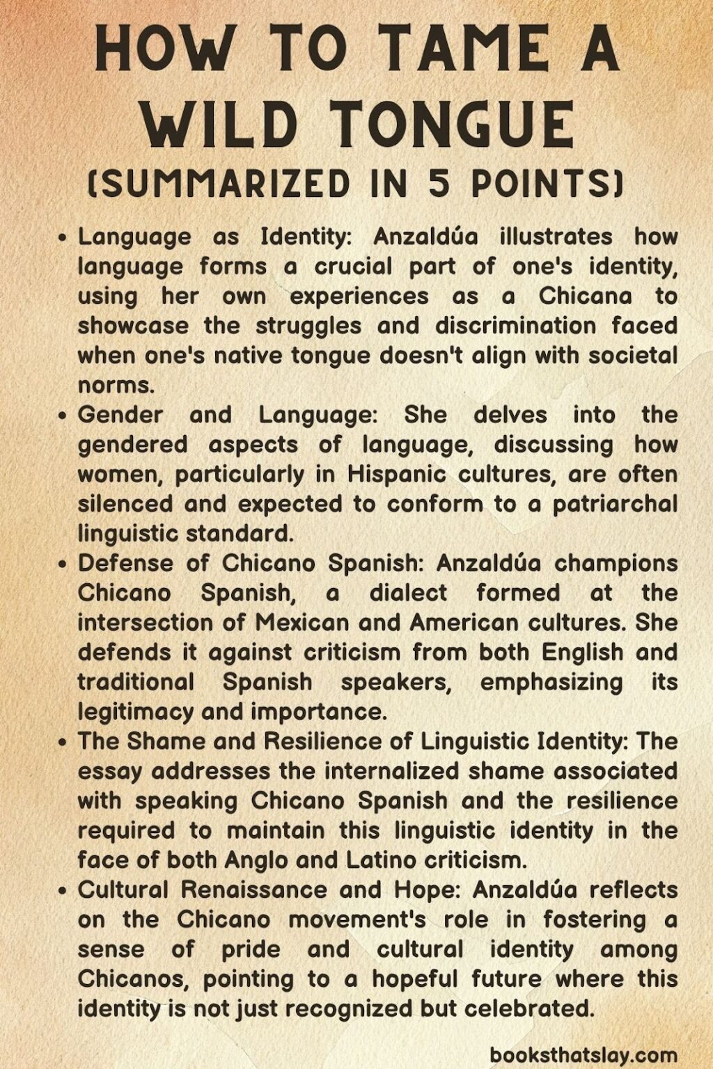 How to Tame a Wild Tongue Summary and Key Themes