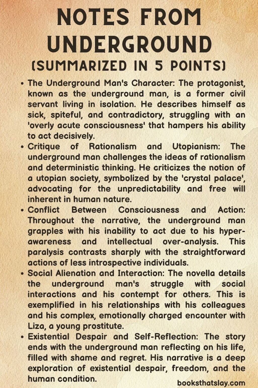 Notes From Underground Summary, Characters and Themes