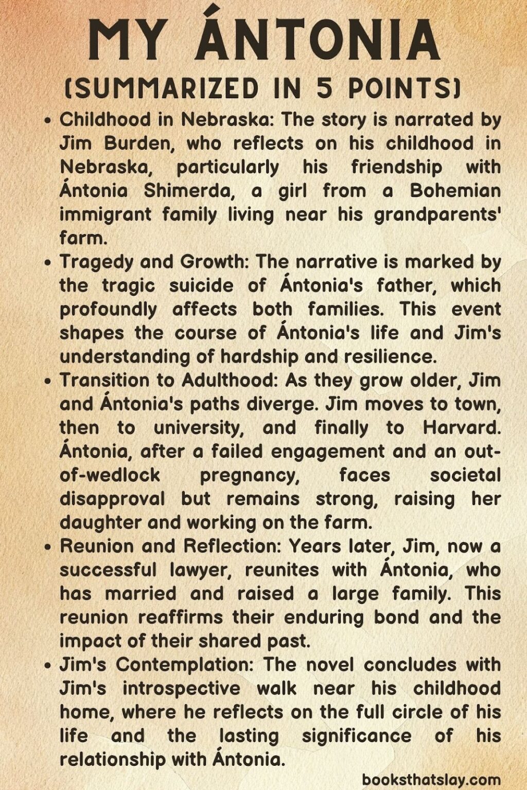 My Ántonia Summary, Characters and Themes