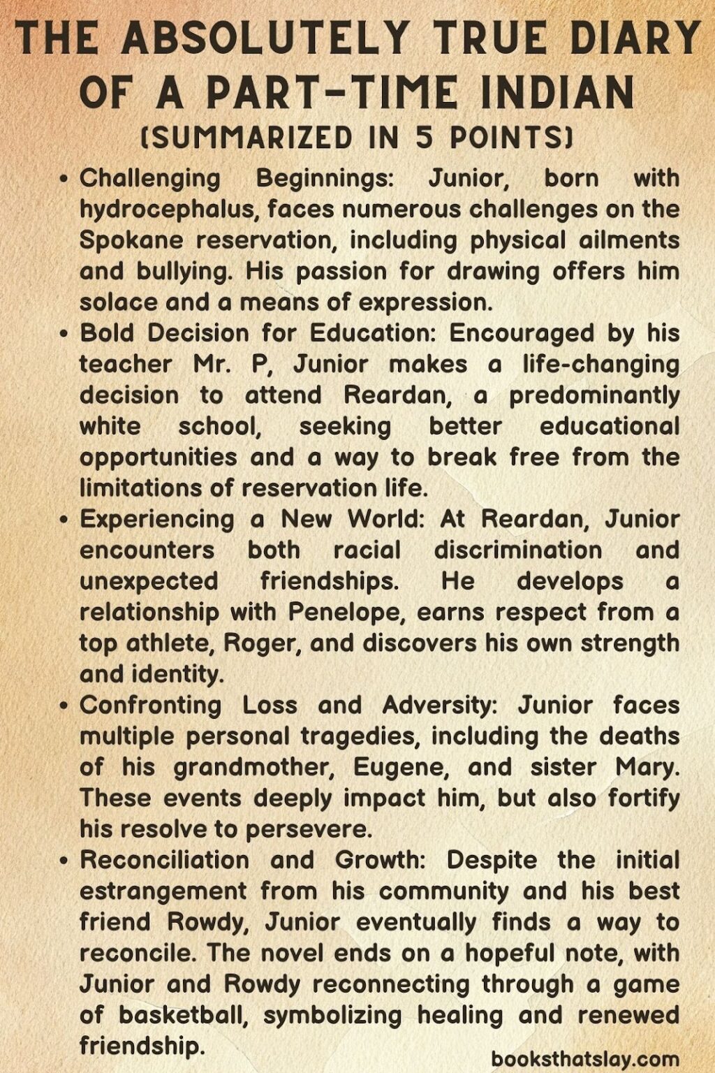 The Absolutely True Diary of a Part-Time Indian Summary, Characters and ...