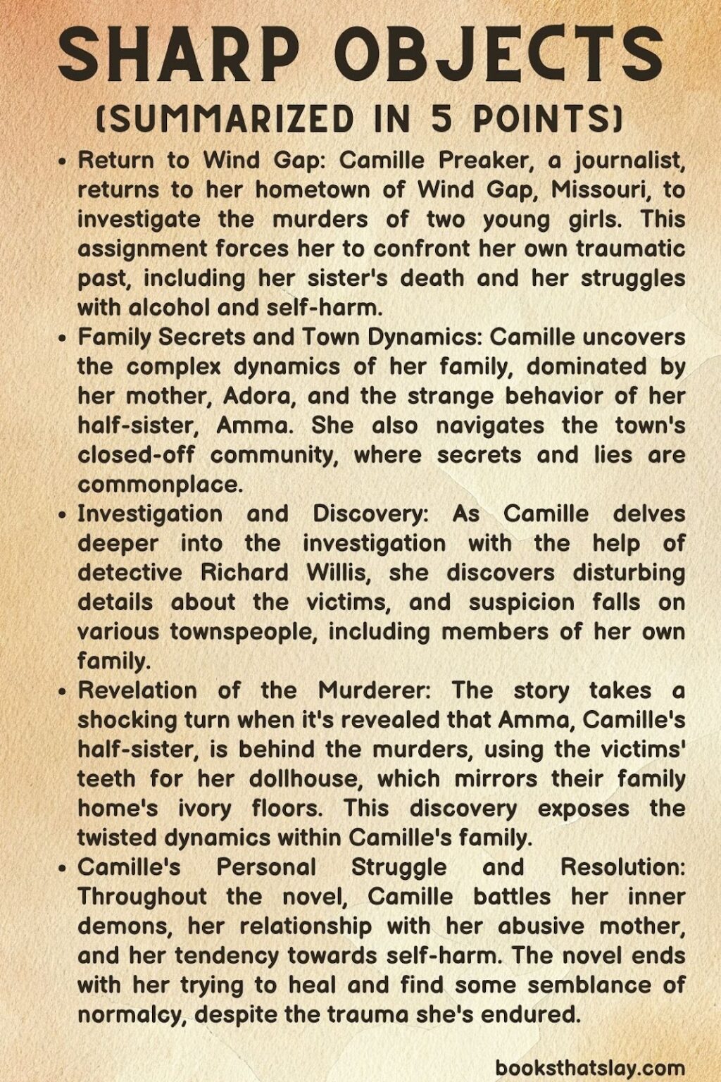 Sharp Objects Summary, Characters and Themes