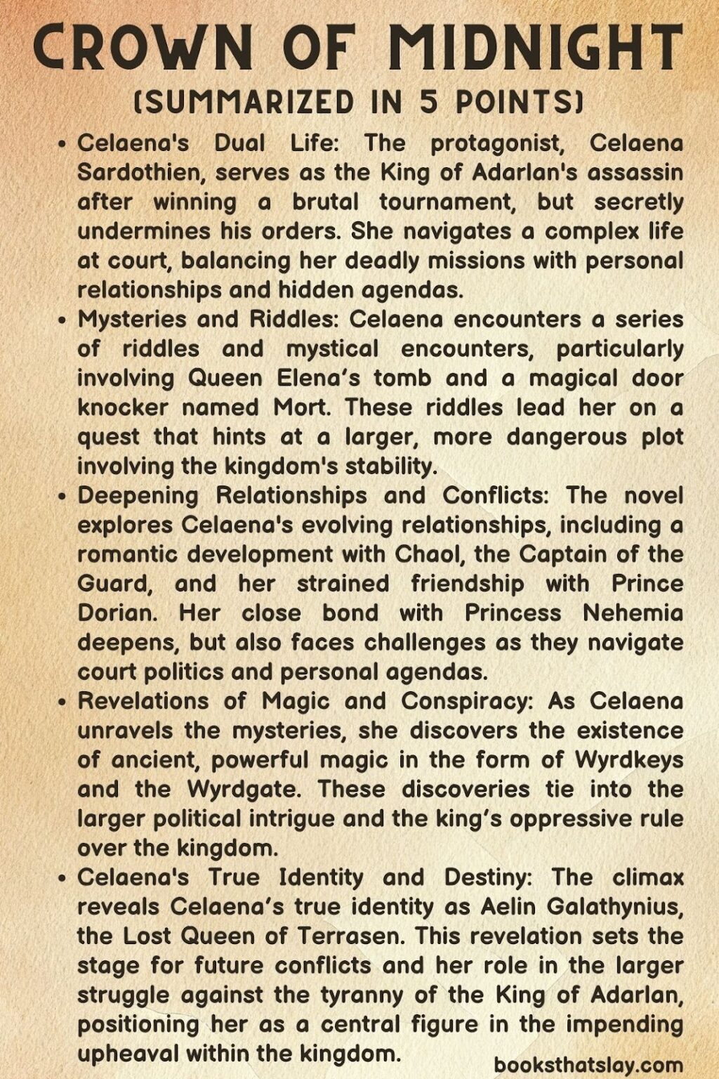 Crown of Midnight Summary, Characters and Themes