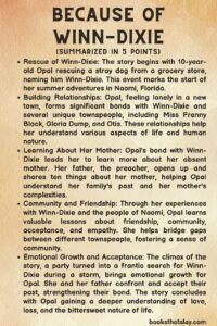 Because of Winn-Dixie Summary, Characters and Themes