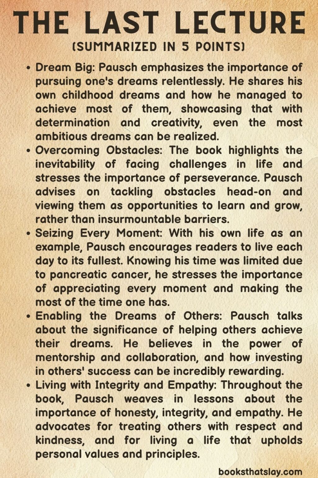 The Last Lecture Summary and Key Lessons | Randy Pausch