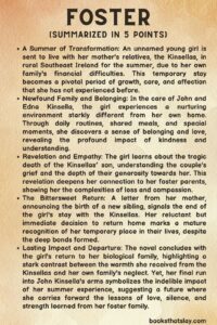 Foster Summary, Characters and Themes