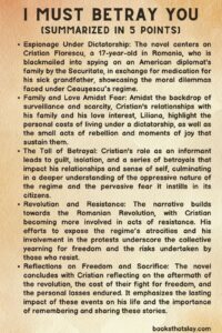 I Must Betray You Summary, Characters and Themes