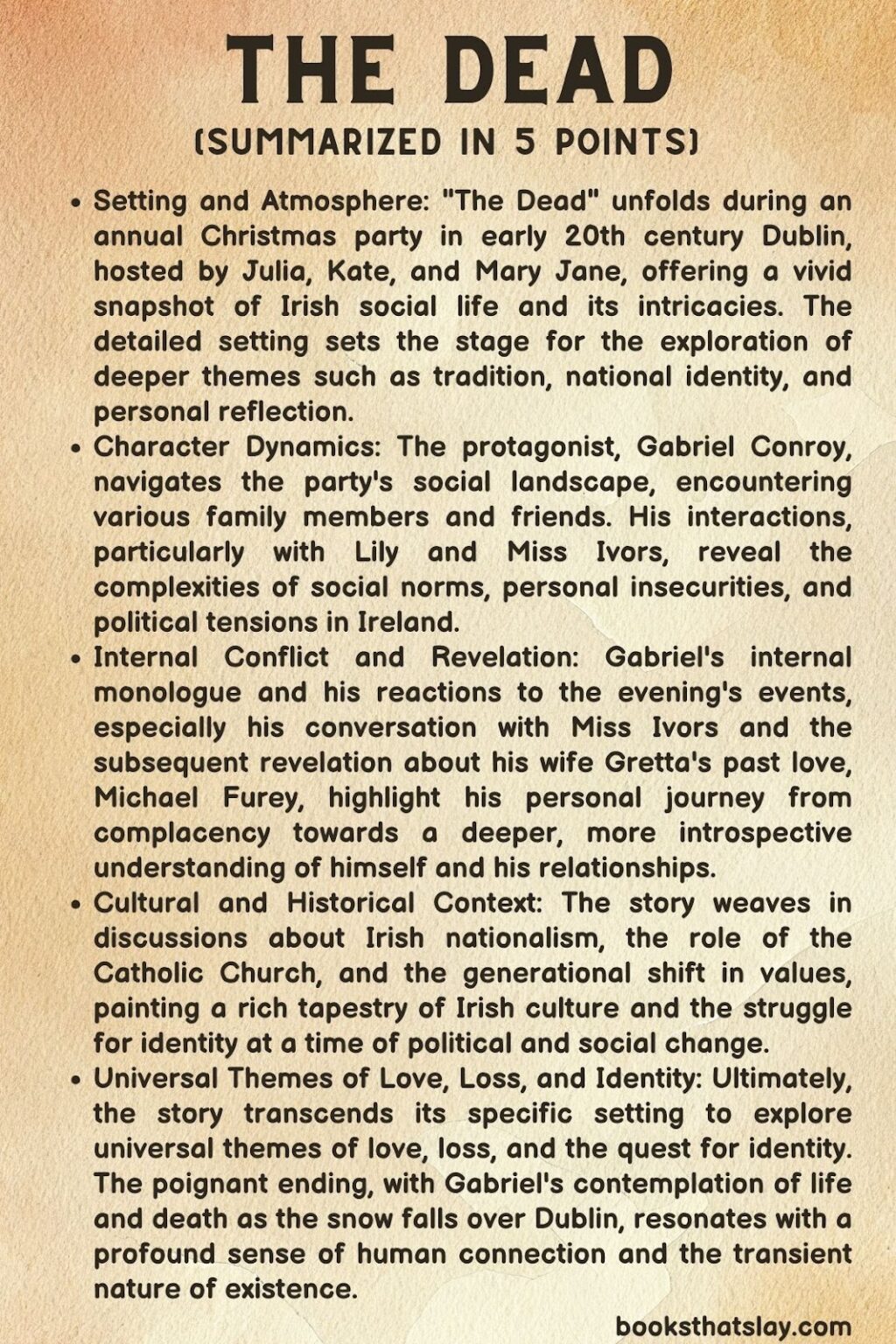 The Dead by James Joyce Summary, Characters and Themes