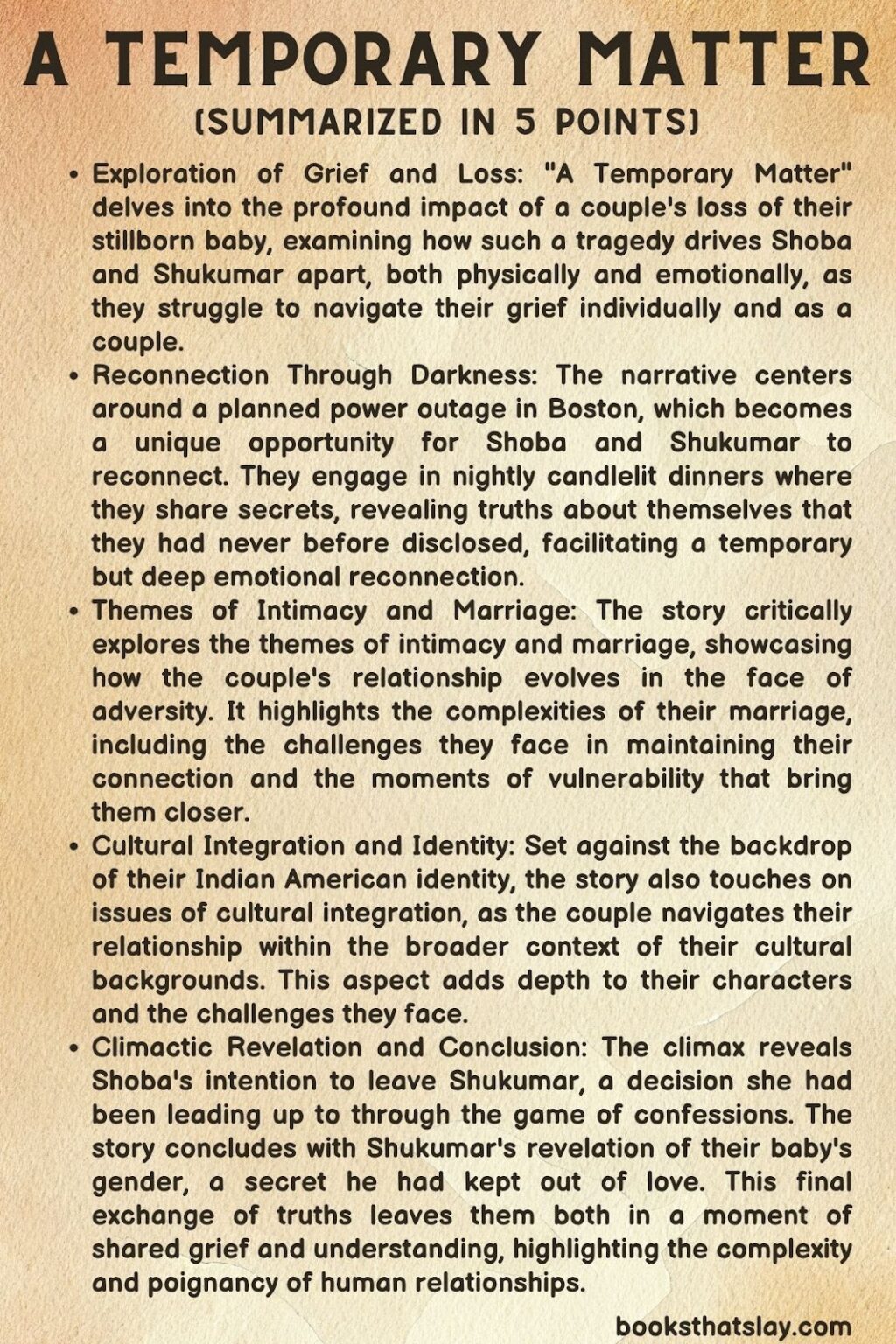 A Temporary Matter Summary, Characters and Themes