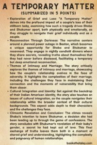 A Temporary Matter Summary, Characters and Themes