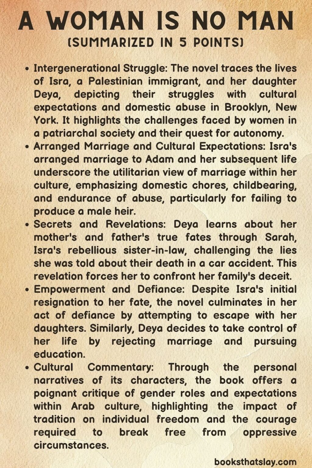 A Woman is No Man Summary, Characters and Themes