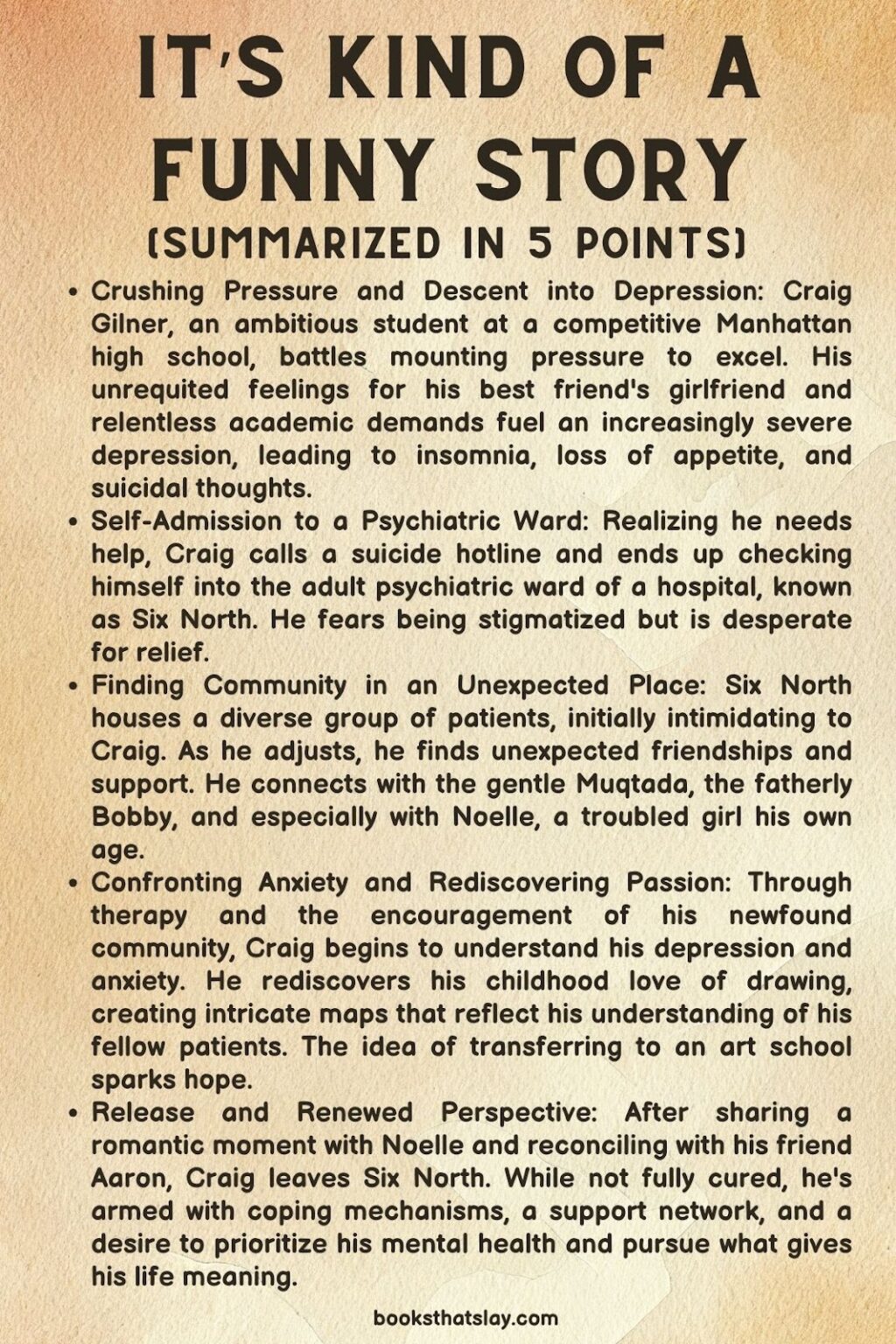 It's Kind of a Funny Story Summary, Characters and Themes