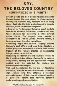 Cry, the Beloved Country Summary, Characters and Themes