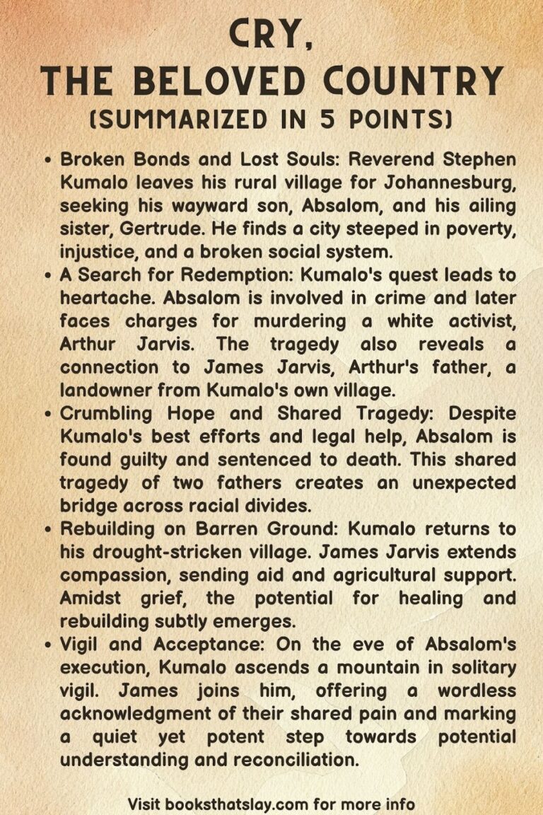 Cry, the Beloved Country Summary, Characters and Themes