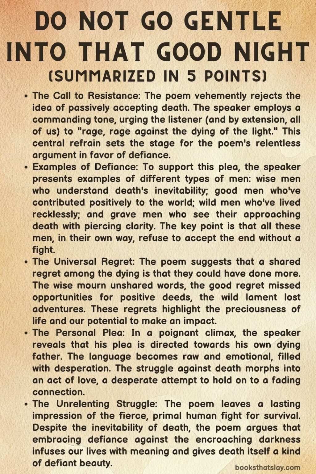 Do not go gentle into that good night Summary, Analysis and Themes