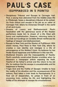 Paul's Case Summary, Characters and Themes