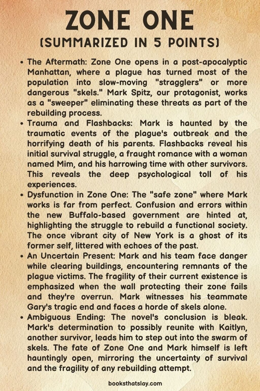 Zone One Summary, Characters and Themes