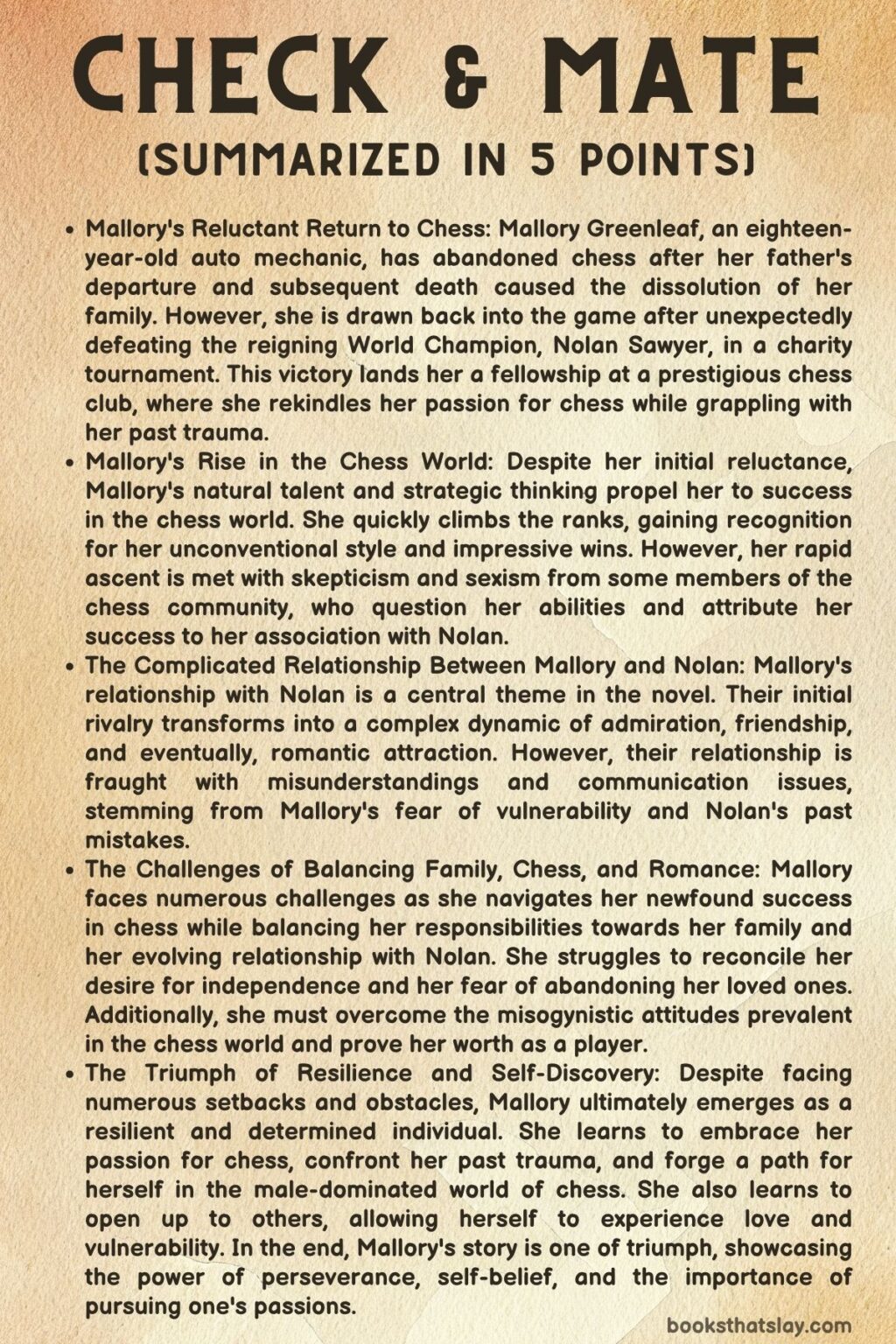 Check & Mate Summary, Characters and Themes