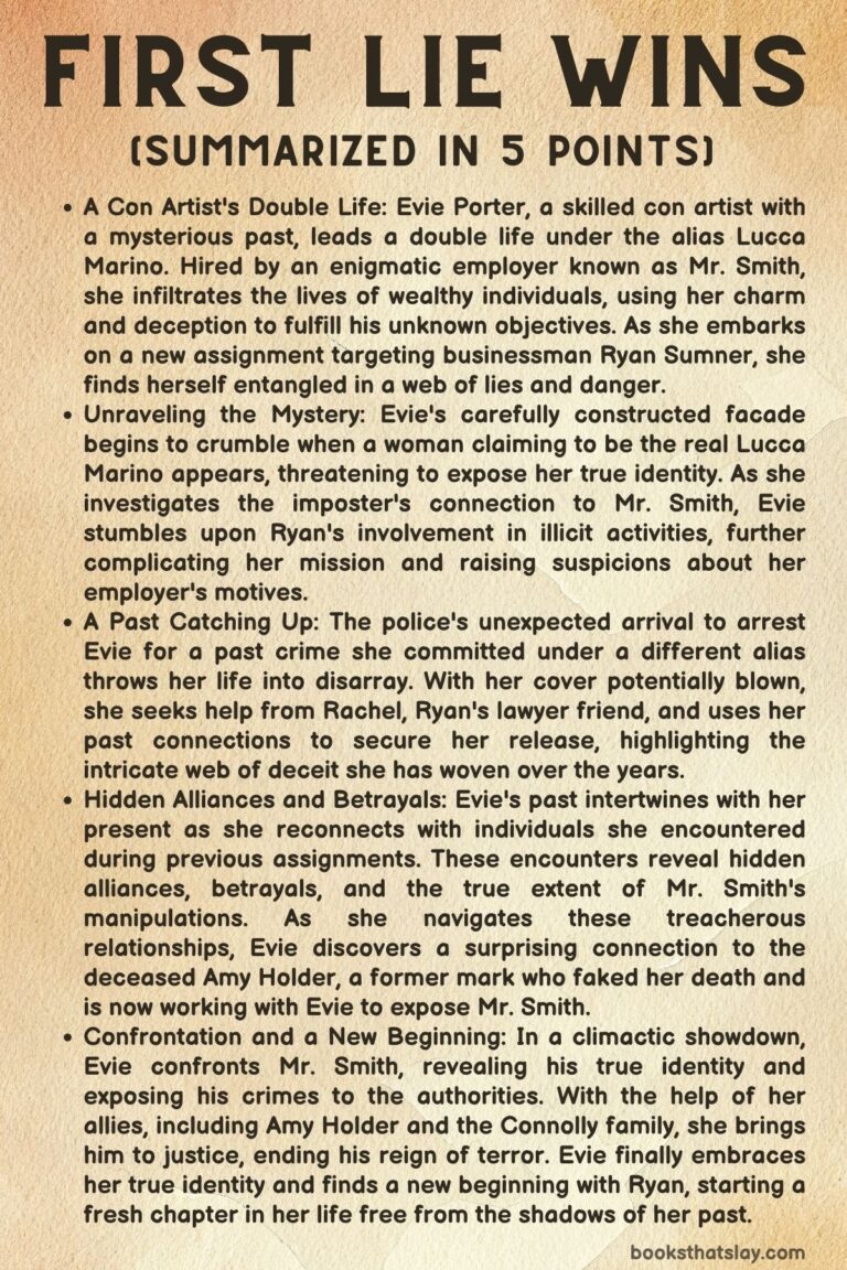 First Lie Wins Summary, Characters and Themes