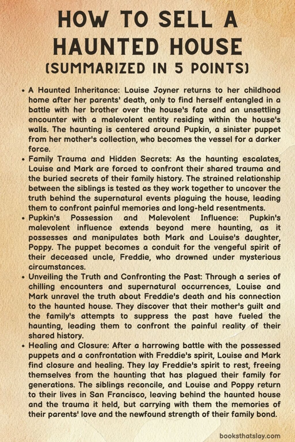 How to Sell a Haunted House Summary, Characters and Themes