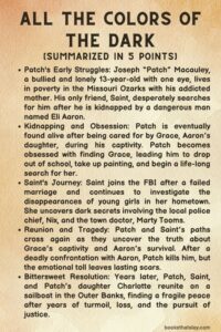 All the Colors of the Dark Summary, Characters and Themes