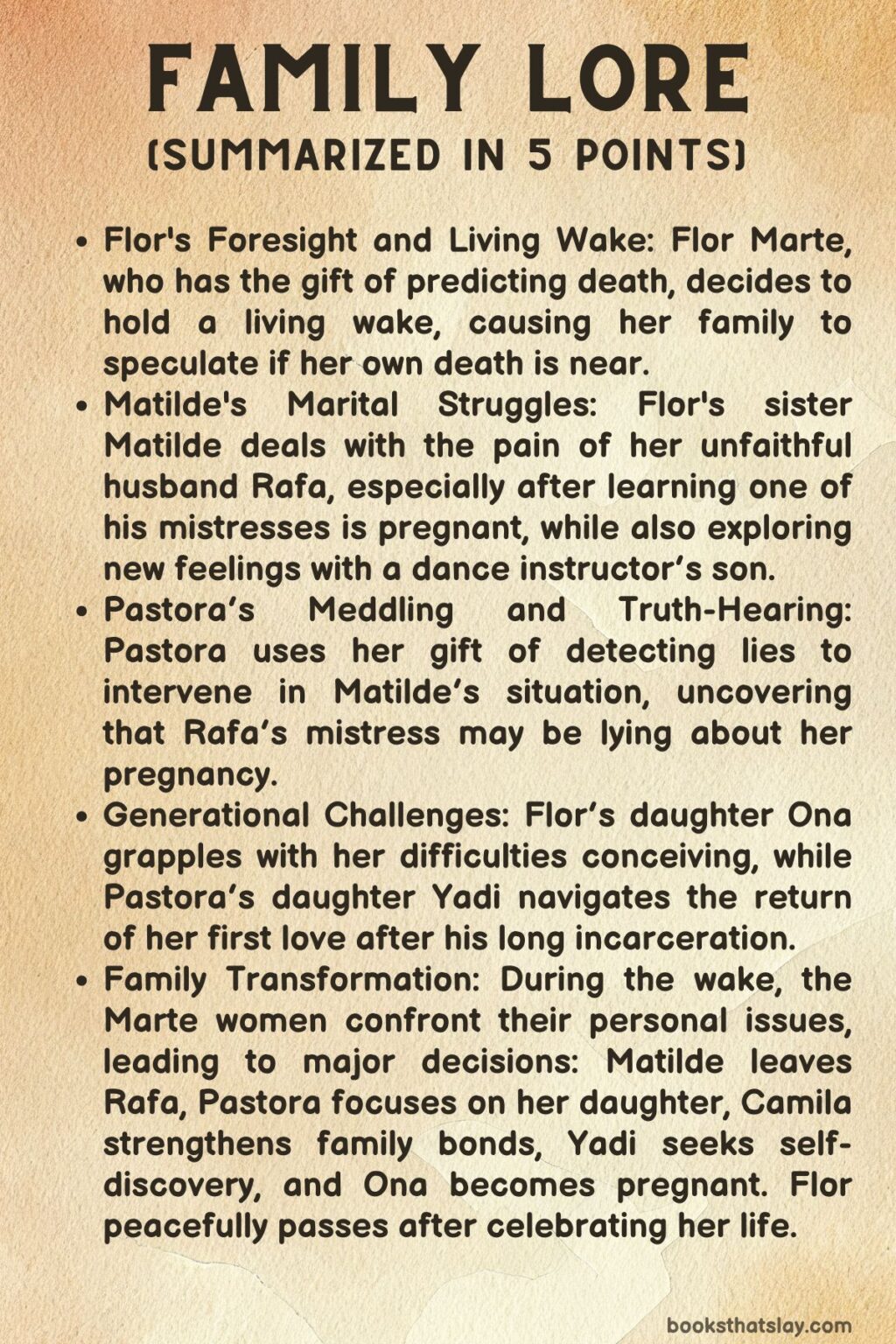 Family Lore Summary, Characters and Themes