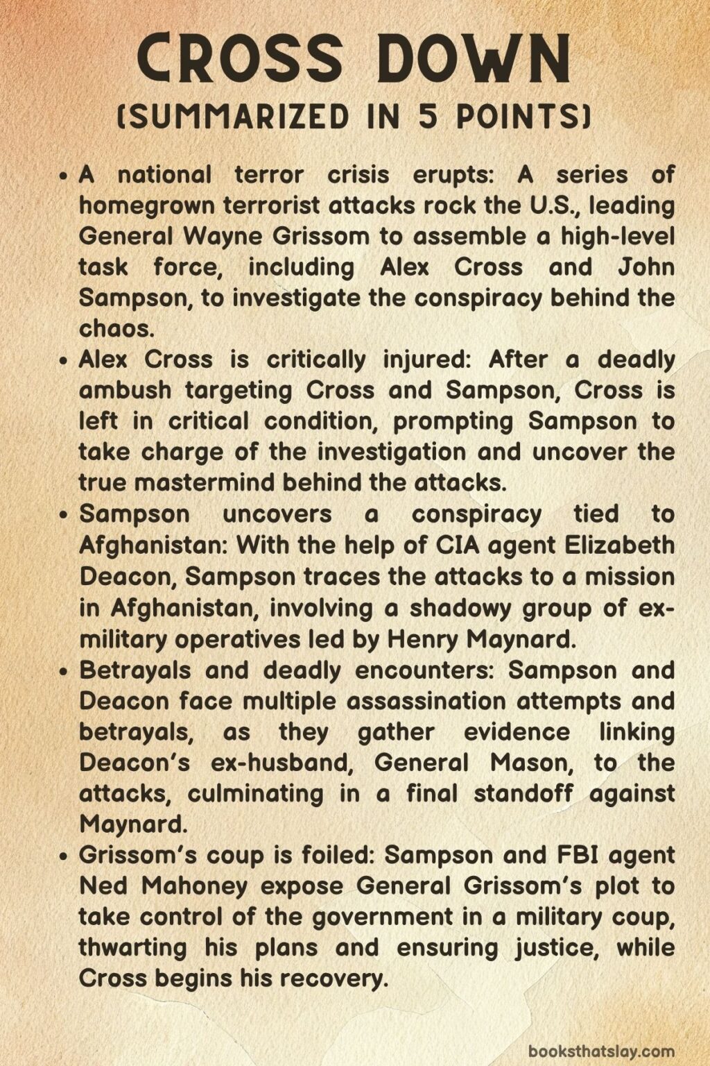 Cross Down Summary, Characters and Themes