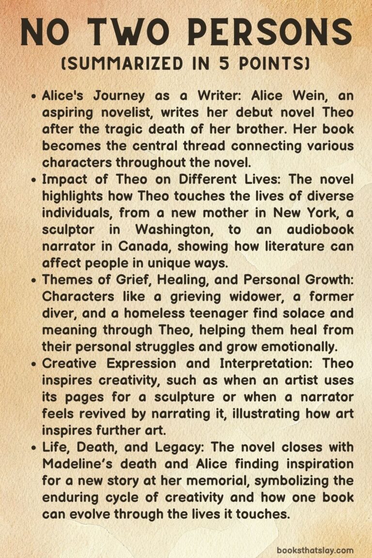 No Two Persons Summary, Characters and Themes