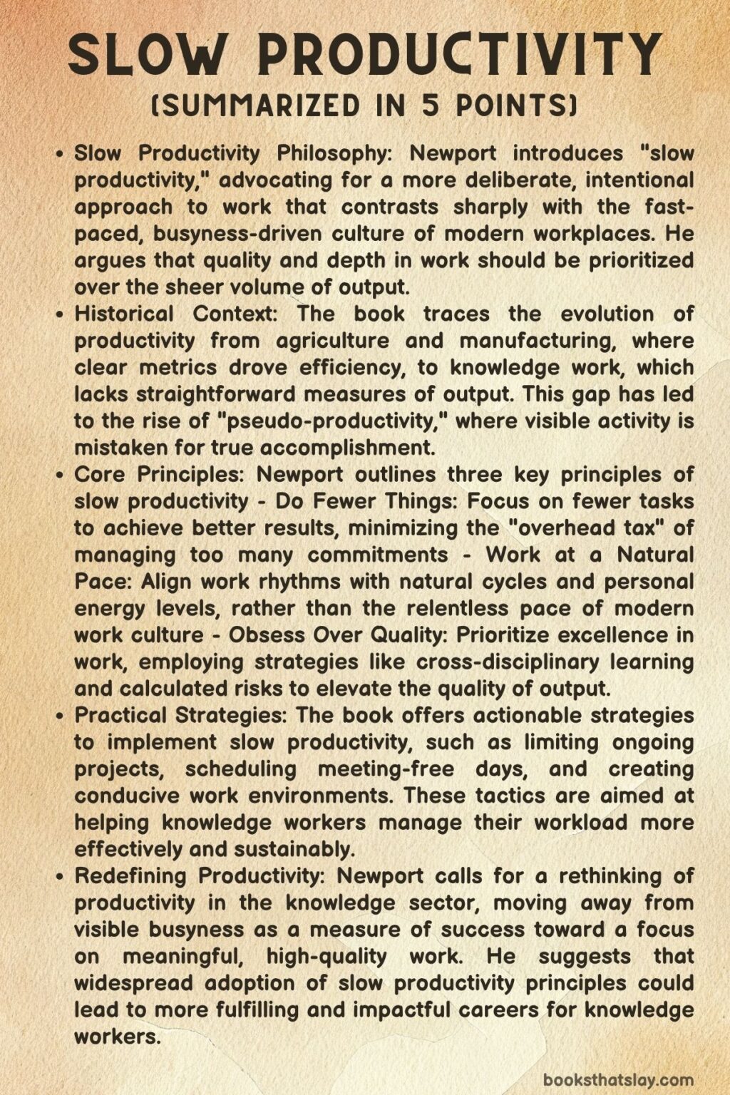 Slow Productivity Summary and Analysis