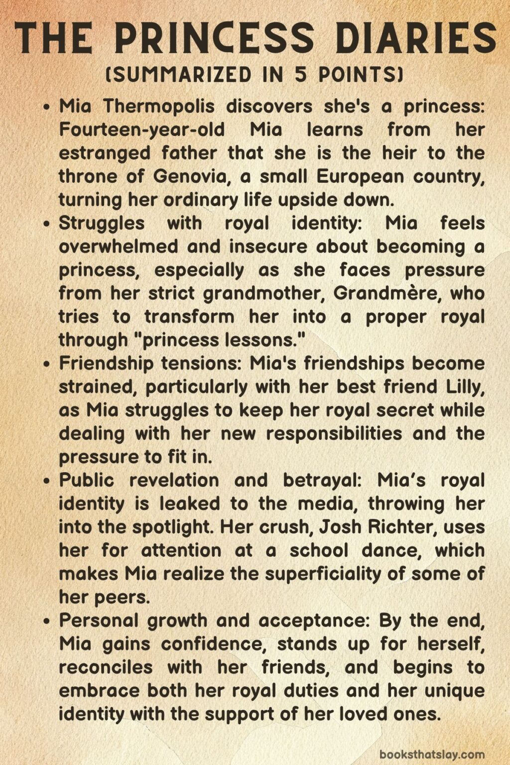 The Princess Diaries Summary, Characters and Themes