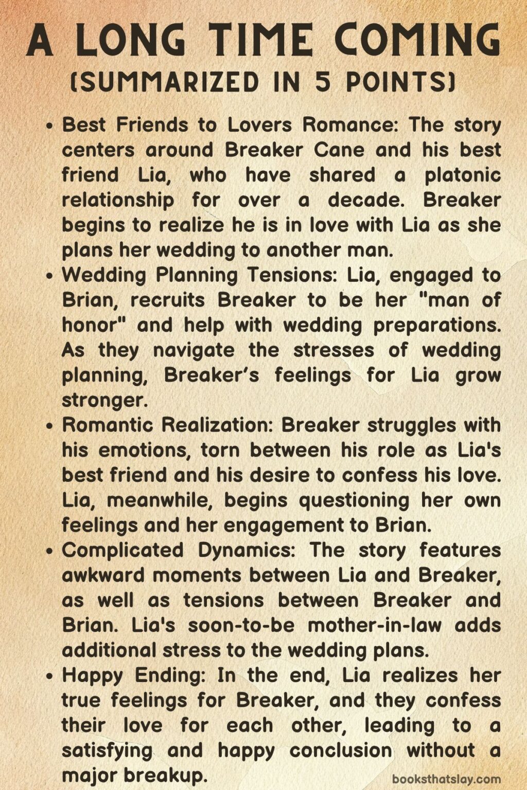 A Long Time Coming by Meghan Quinn Summary, Characters and Themes